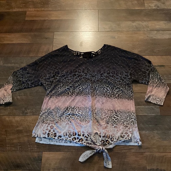 French Blue | Tops | French Blue 34 Sleeve Top With Lace Appliqu Back ...